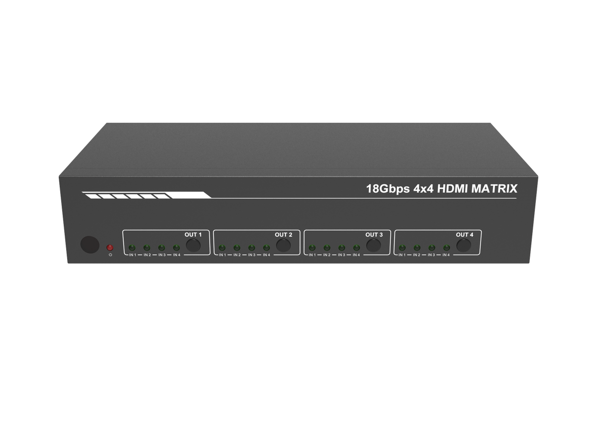 4x4 HDMI 4K 18Gbps Matrix with scaled (4K→1080p). De-embedded audio ...